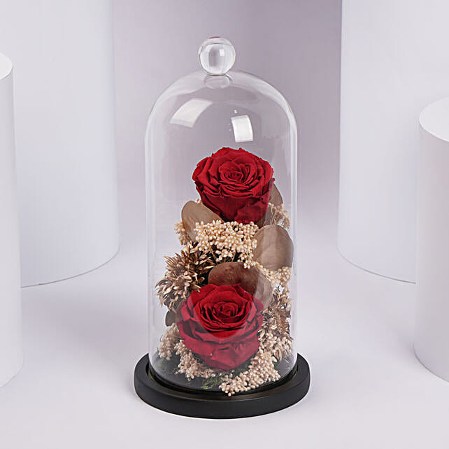 Red Eternal Rose In A Glass Dome uae | Gift Red Eternal Rose In A Glass ...