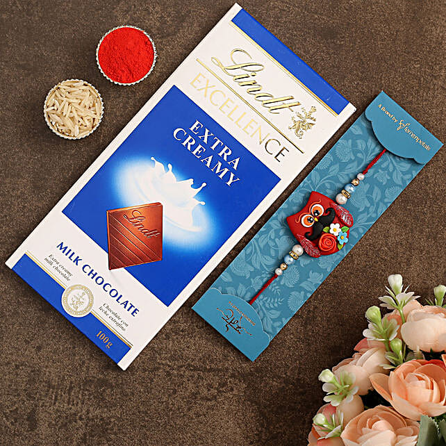 Maroon Owl Kids Rakhi And Lindt uk | Gift Maroon Owl Kids Rakhi And ...