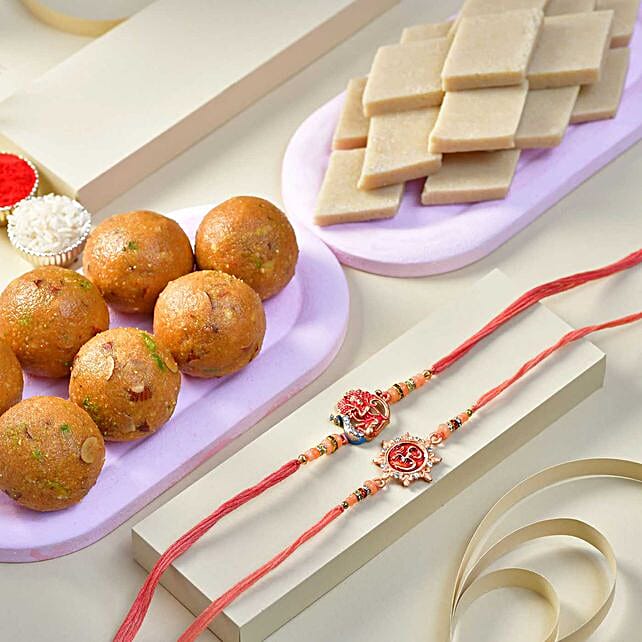 Auspicious Rakhi Mithai Combo uk | Gift Auspicious Rakhi Mithai Combo- FNP