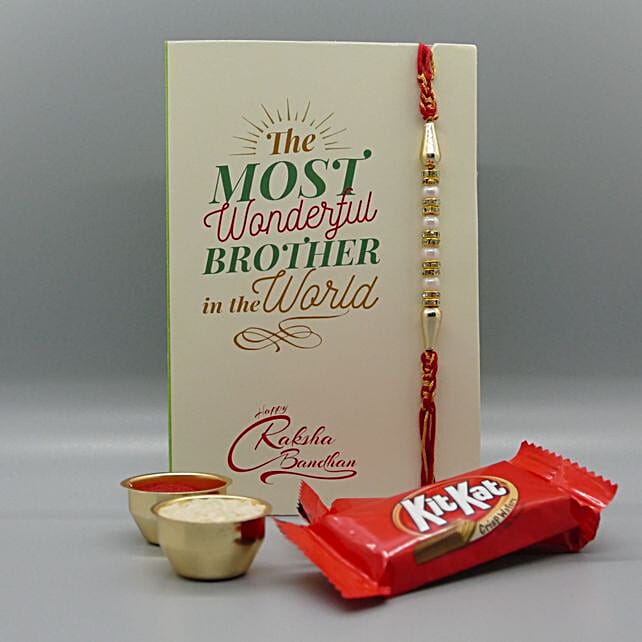 Fancy Rakhi And Kit Kat Combo usa | Gift Fancy Rakhi And Kit Kat Combo- FNP