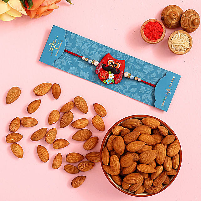 Maroon Owl Kids Rakhi And Healthy Almonds usa | Gift Maroon Owl Kids ...