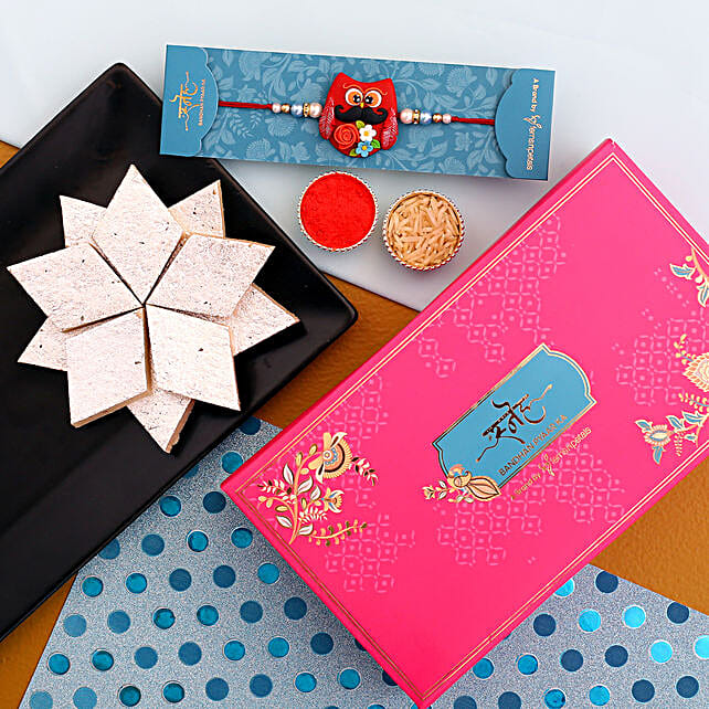 Maroon Owl Kids Rakhi And Kaju Katli usa | Gift Maroon Owl Kids Rakhi ...
