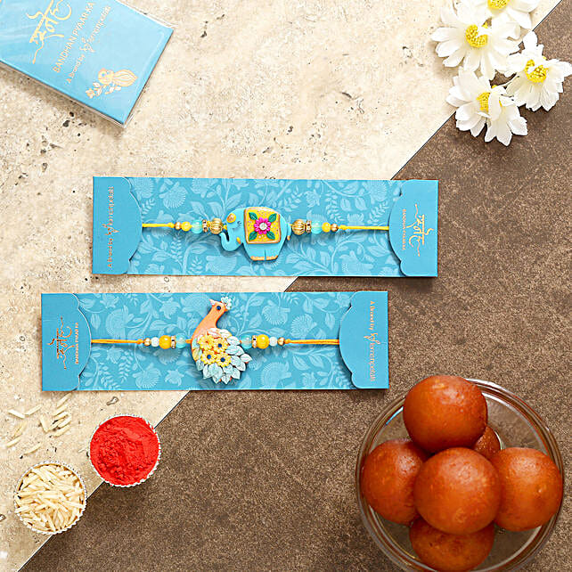 Elephant And Peacock Kids Rakhis With Gulab Jamun usa | Gift Elephant ...