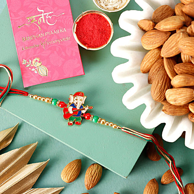 Funky Ganesha Kids Rakhi & Almonds usa | Gift Funky Ganesha Kids Rakhi ...