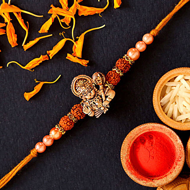 Hanuman Rudraksha Pearl Rakhi Exp usa | Gift Hanuman Rudraksha Pearl Rakhi Exp- FNP