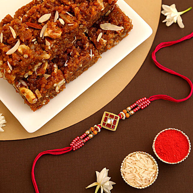 Sneh Designer Kundan Rakhi & Dodha Burfi usa | Gift Sneh Designer ...