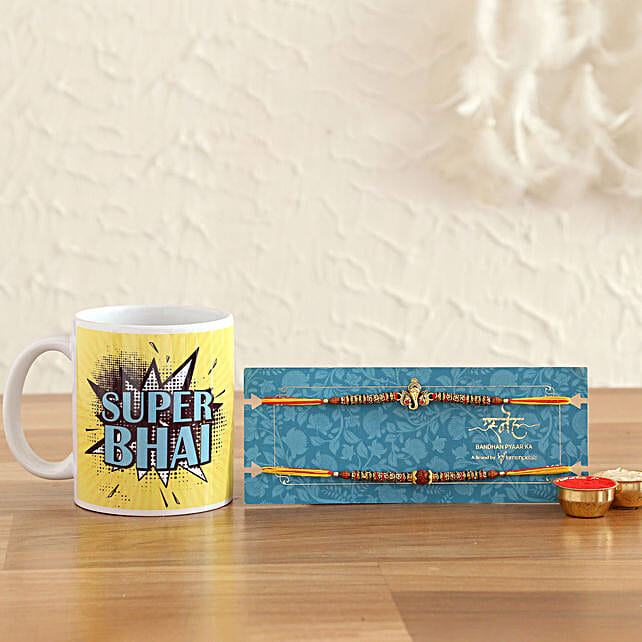 Set of 2 Rakhi & Super Bhai Mug - For USA usa | Gift Set of 2 Rakhi ...