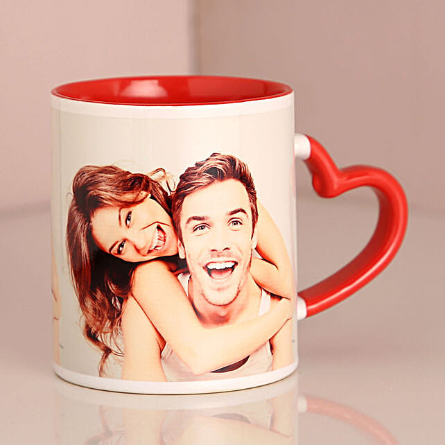 personalised red heart handle mug usa | Gift personalised red heart ...