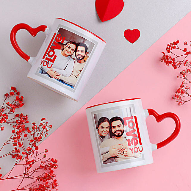 personalised red heart handle mugs usa | Gift personalised red heart ...