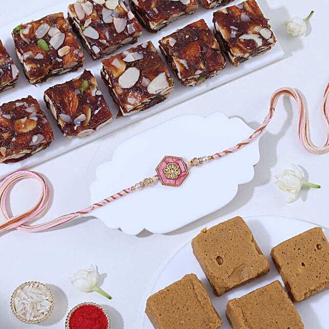 Burfi Treats with Designer Rakhi usa | Gift Burfi Treats with Designer ...