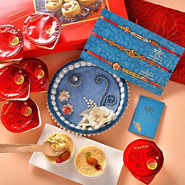 Traditional Rakhi Set With Soan Puff And Thali zimbabwe | Gift ...